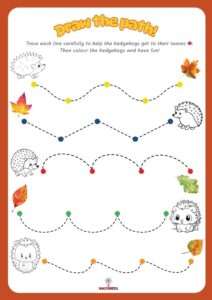 Autumn tracing worksheets for kids